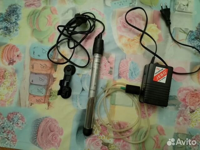 Аквариумный нагреватель, компрессор для аквариума